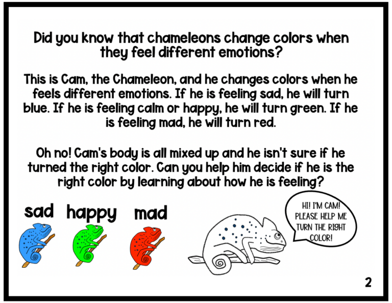 Feelings & Emotions Social Emotional Learning Lesson With Chameleons ...