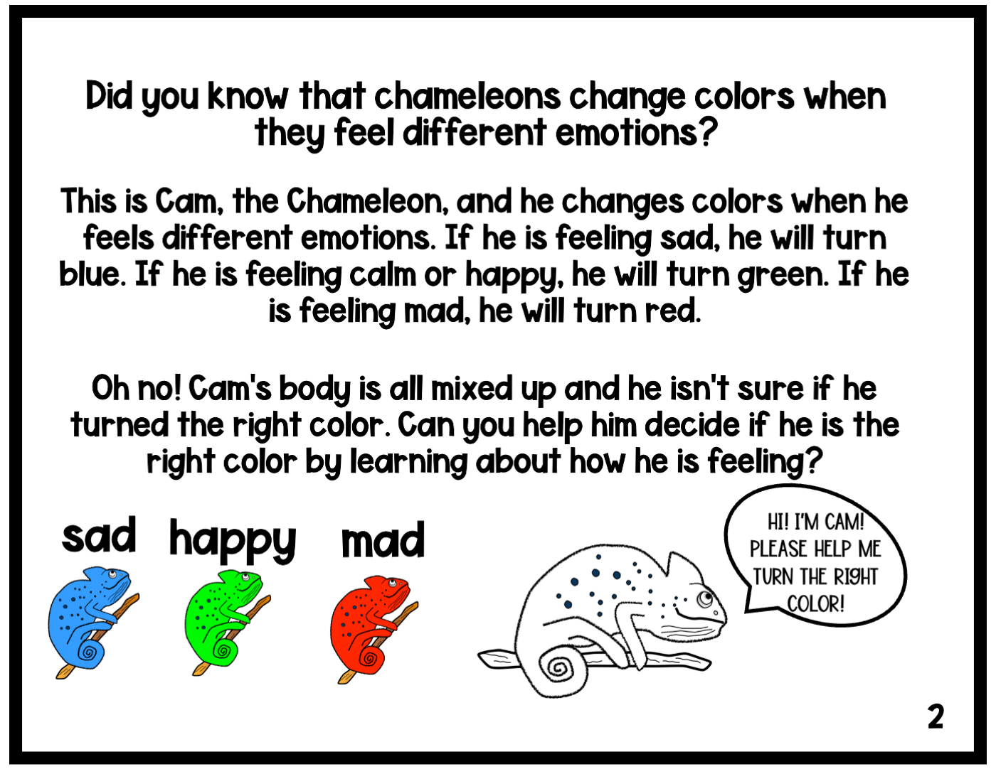 Feelings & Emotions Social Emotional Learning Lesson With Chameleons ...