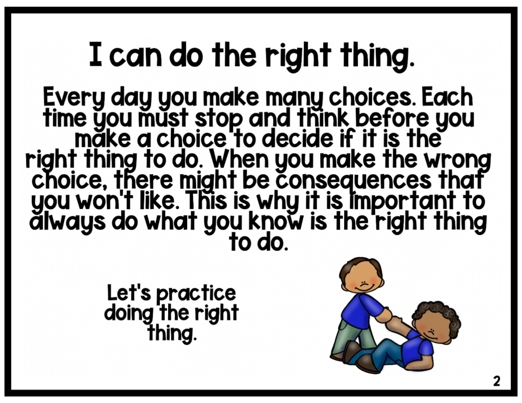 Understanding Right From Wrong Social Emotional Learning Lesson - Annie ...