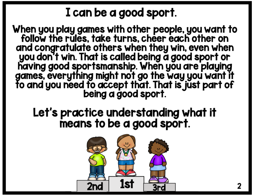Social Emotional Learning Lesson On Sportsmanship - Annie's Classroom