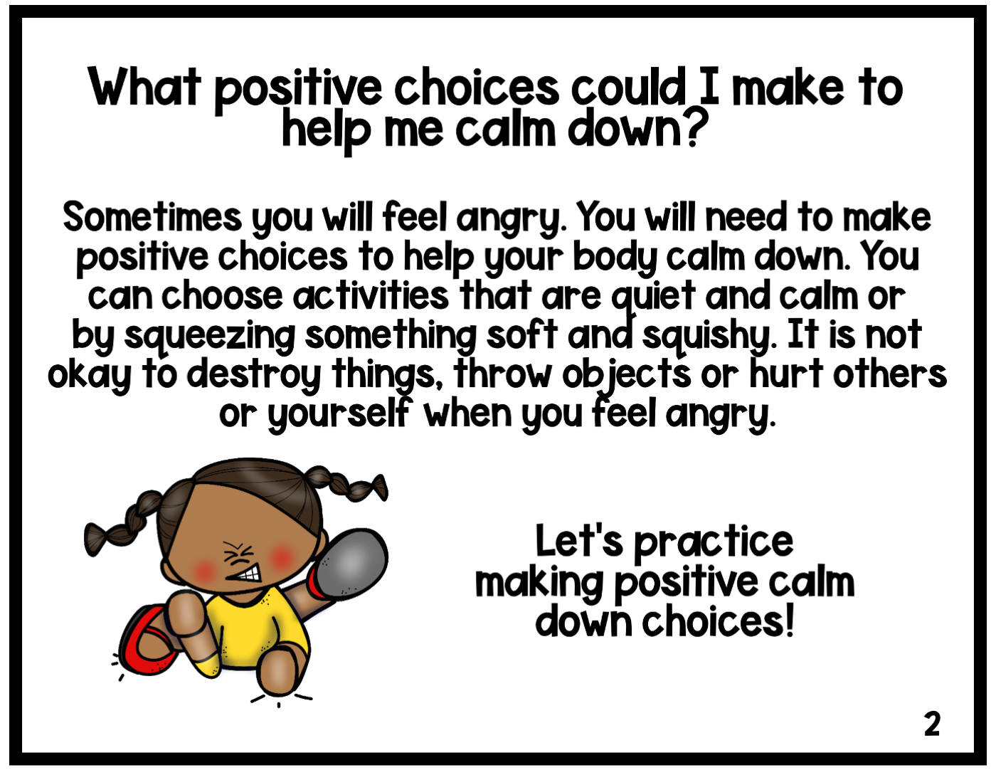 Social Emotional Learning Lesson On Calm Down Choices - Annie's Classroom