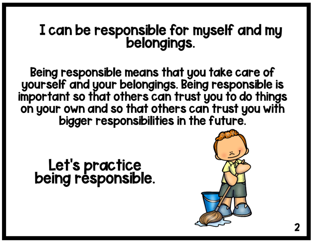Social Emotional Learning Lesson On Being Responsible - Annie's Classroom