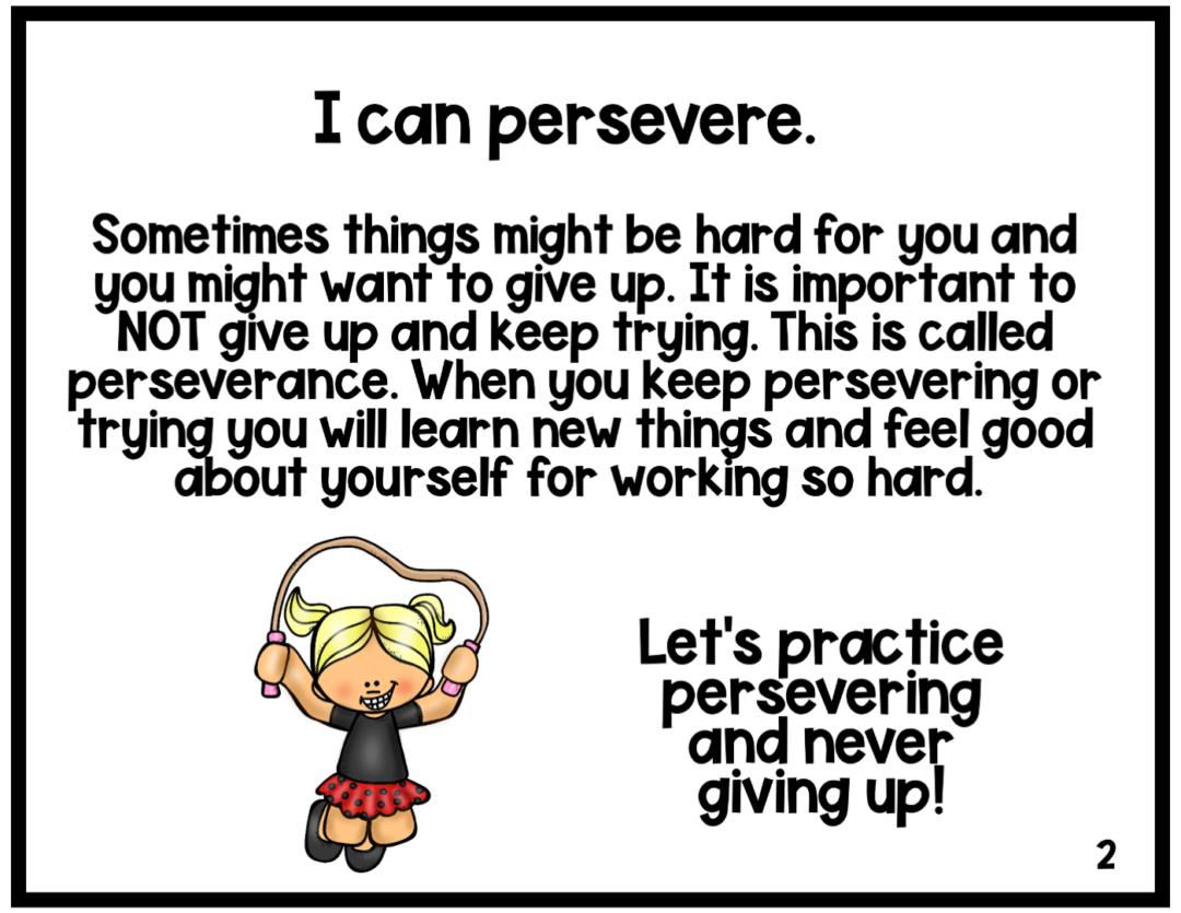 Perseverance Social Emotional Lesson For Children - Annie's Classroom
