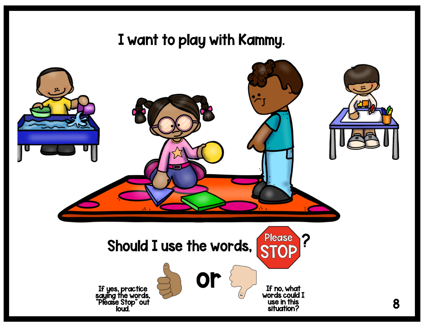 Problem Solving Lesson Using The Words "Please Stop!" - Annie's Classroom