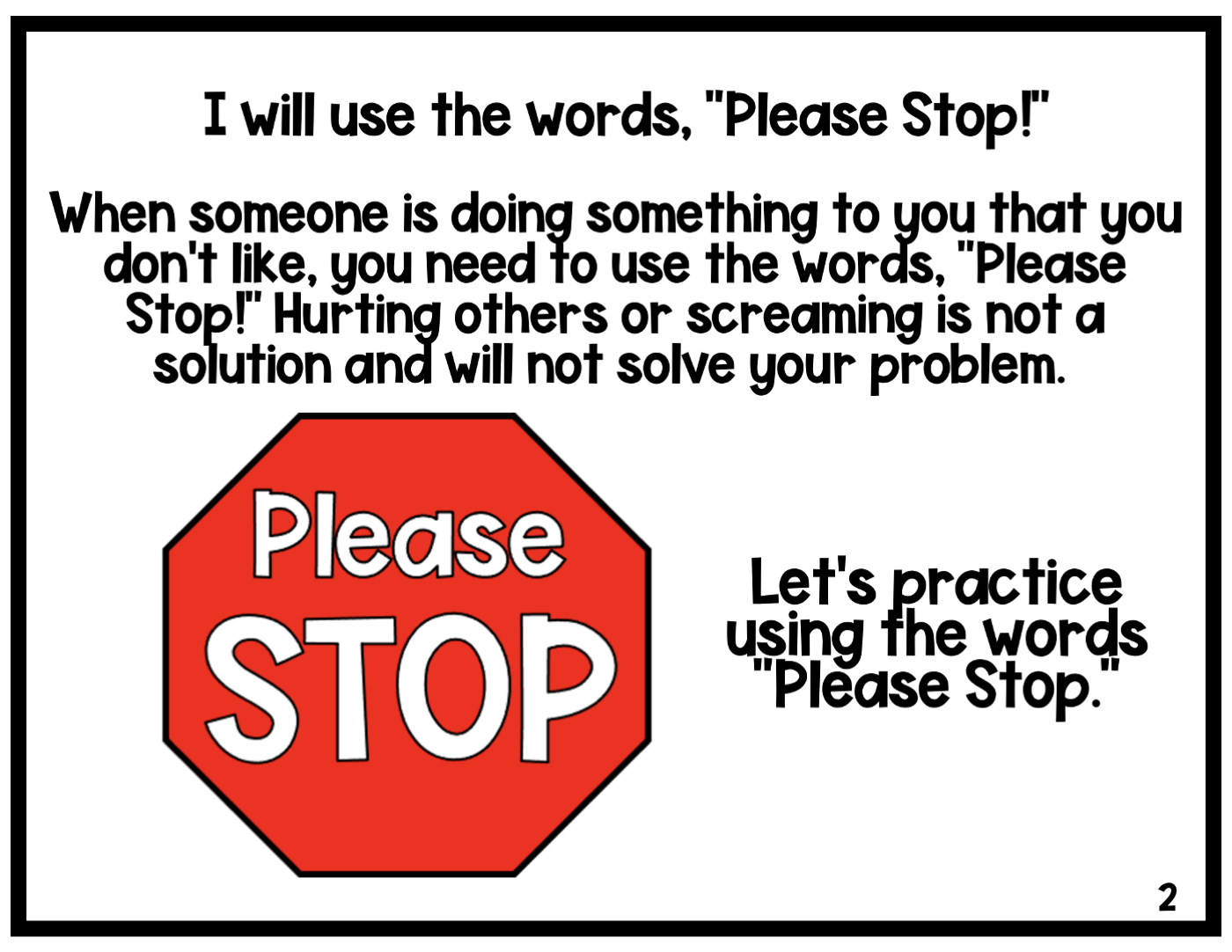 Problem Solving Lesson Using The Words "Please Stop!" - Annie's Classroom